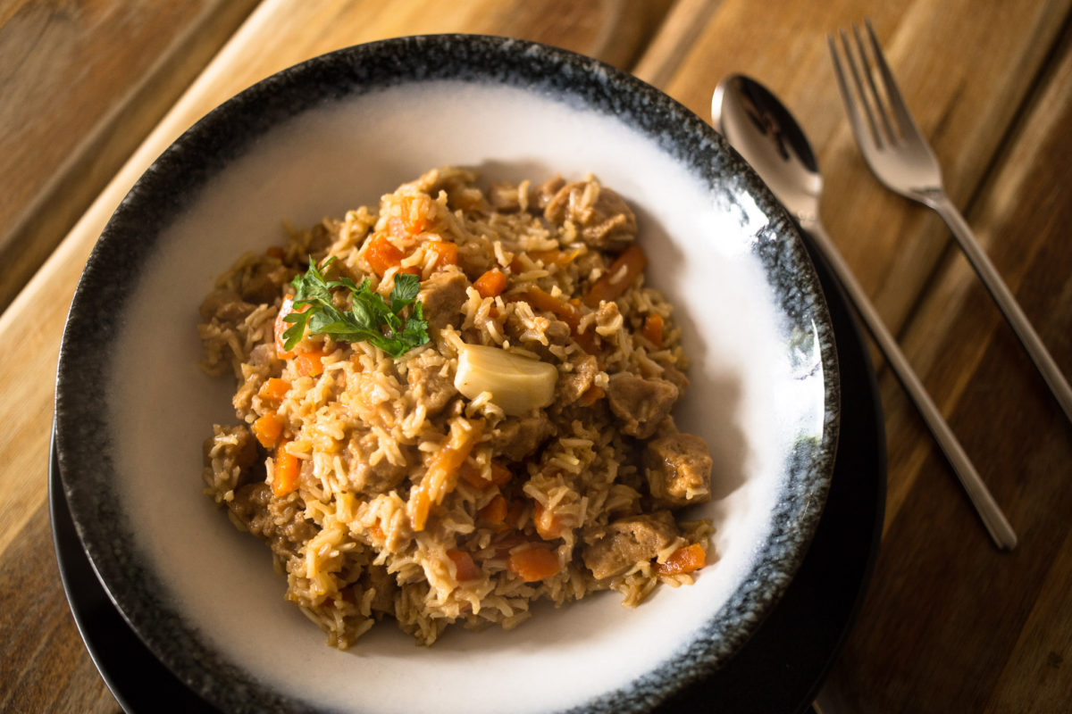 Seitan Palaw • Diced and Spiced • Vegan Turkmen Recipe